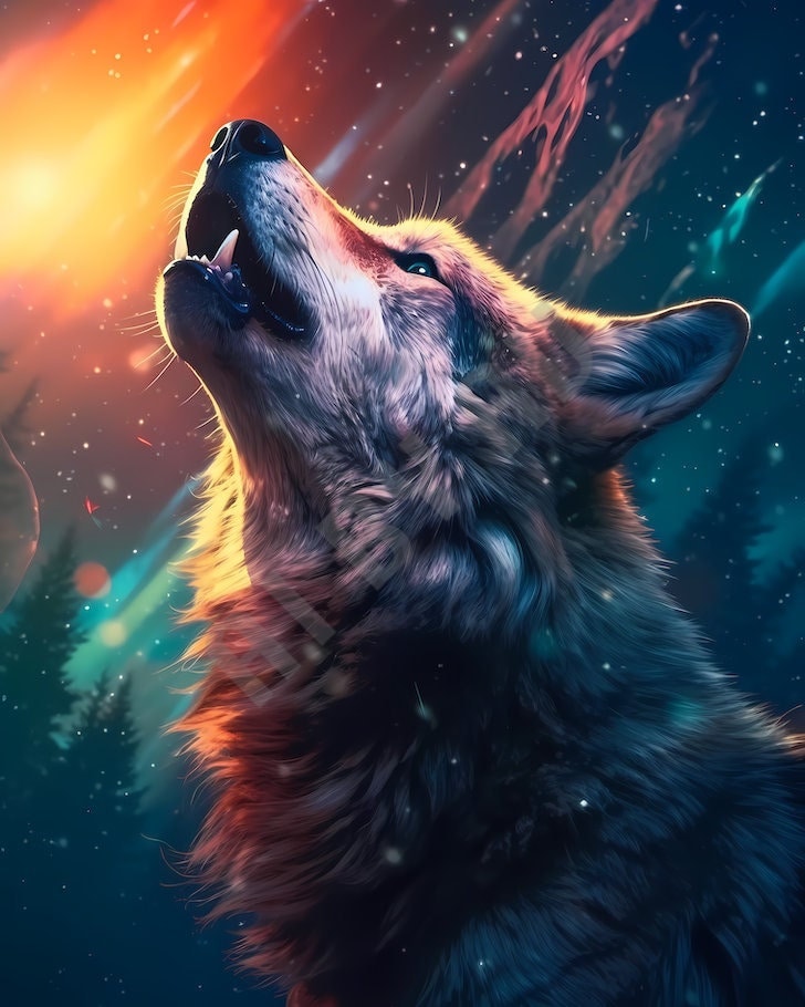 Wolf #1, Digital Art Print, AI Generated, Wall Art, AI Art, Digital ...