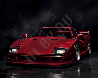 FERRARI Digital Art Print, Neon Art,wall Art, AI Generated, AI Art ...