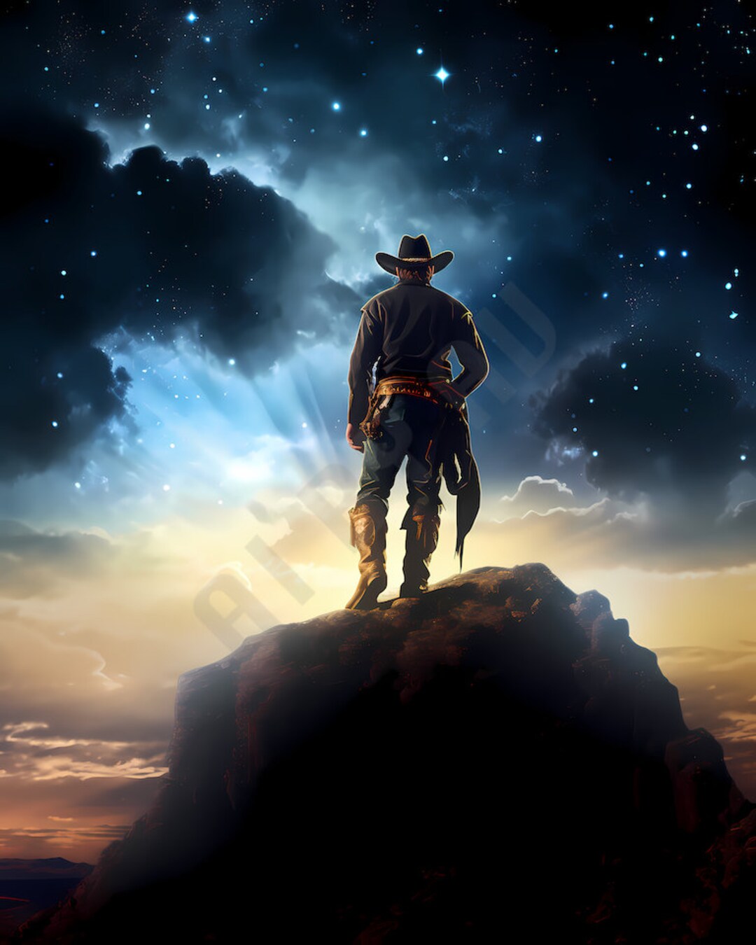 The Cowboy #1, Digital Art Print, AI Generated, Wall Art, AI Art ...