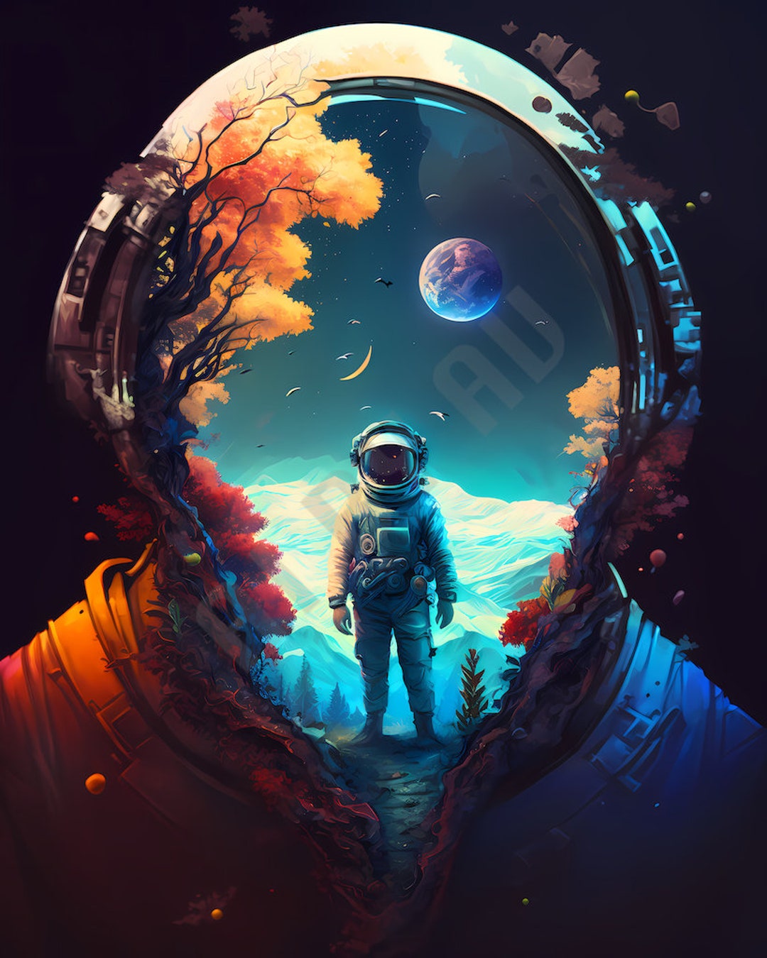 The Astronaut #2, Digital Art Print, AI Generated, Wall Art, AI Art ...