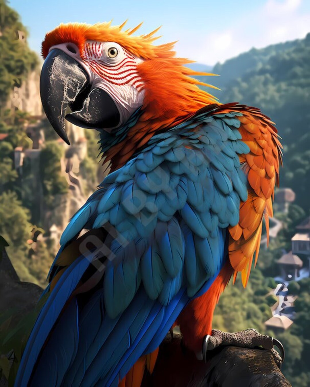 Macaw #1, Digital Art Print, AI Generated, Wall Art, AI Art, Digital ...