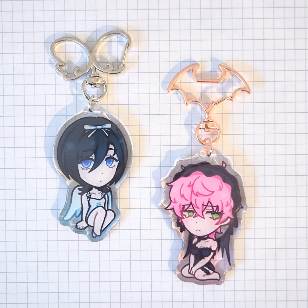 Alien Stage Mizi & Sua Angel Devil Keychains + Glitter Stickers - Etsy