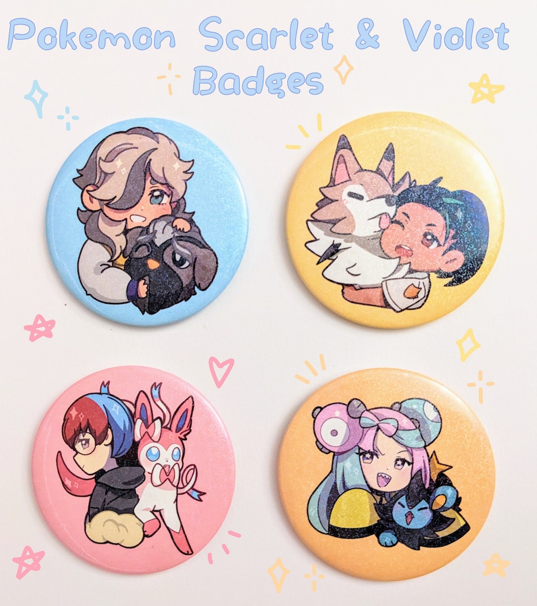 Pokemon Scarlet & Violet Character Badges Arven, Nemona, Penny, Iono - Etsy