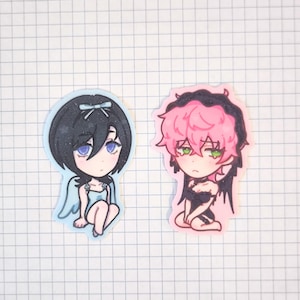 Alien Stage Mizi & Sua Angel Devil Keychains + Glitter Stickers - Etsy