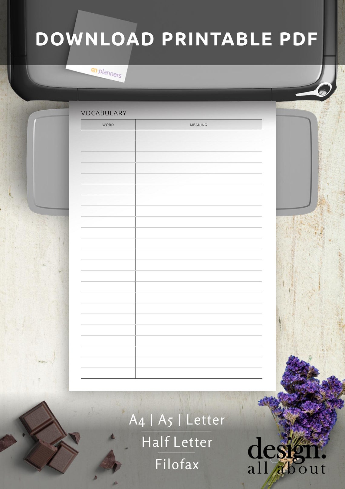 Vocabulary & Definitions Template - Etsy