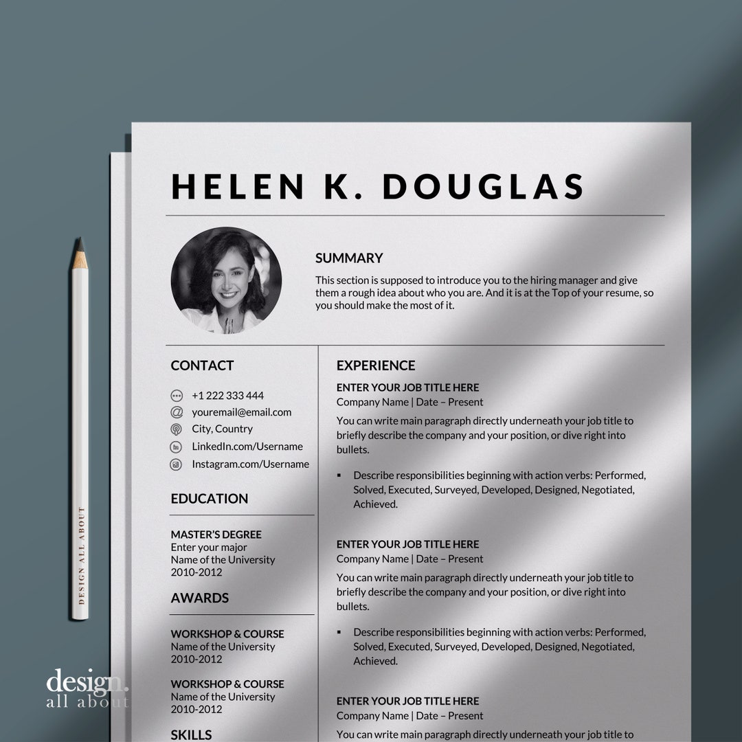 Helen Resume Template Cv Template Modern Cv Professional - Etsy Canada