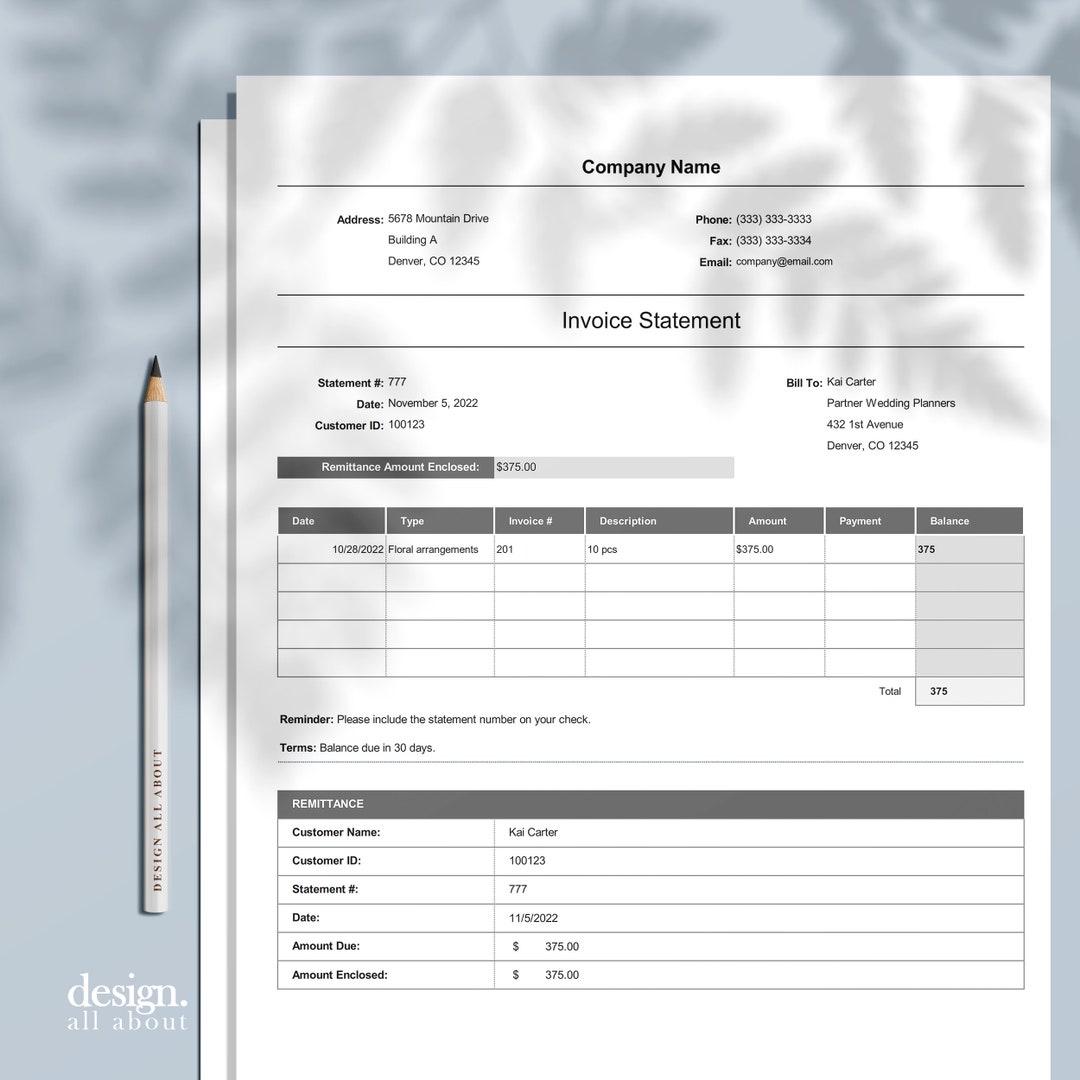 Business Sales Invoice Template Tax Invoice Template - Etsy