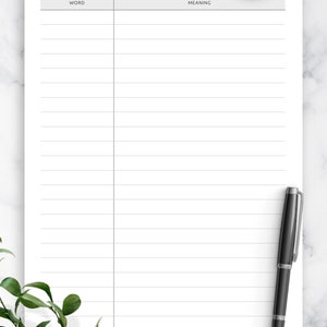 Vocabulary & Definitions Template - Etsy