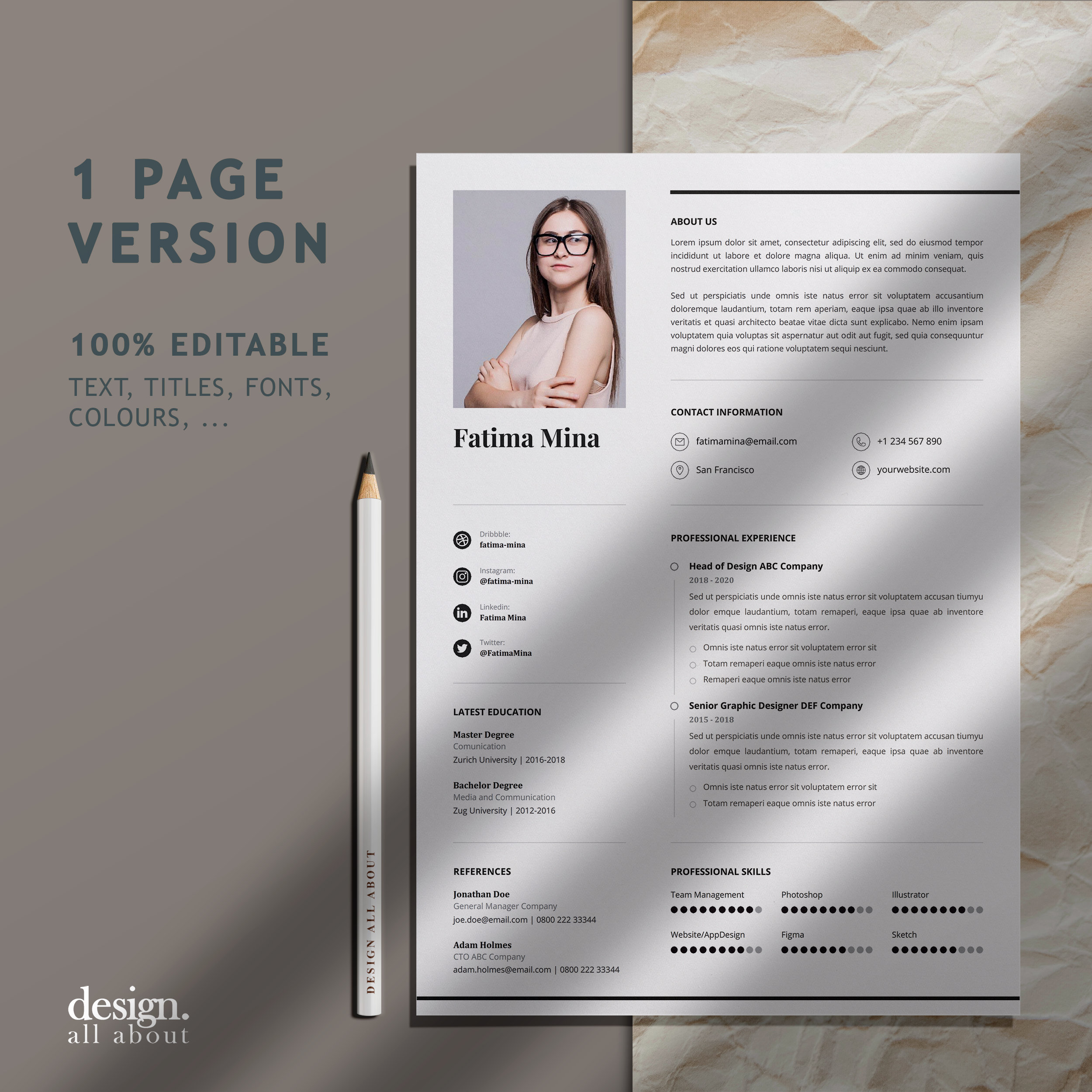 Fatima Resume Template Cv Template Modern Cv Professional - Etsy UK