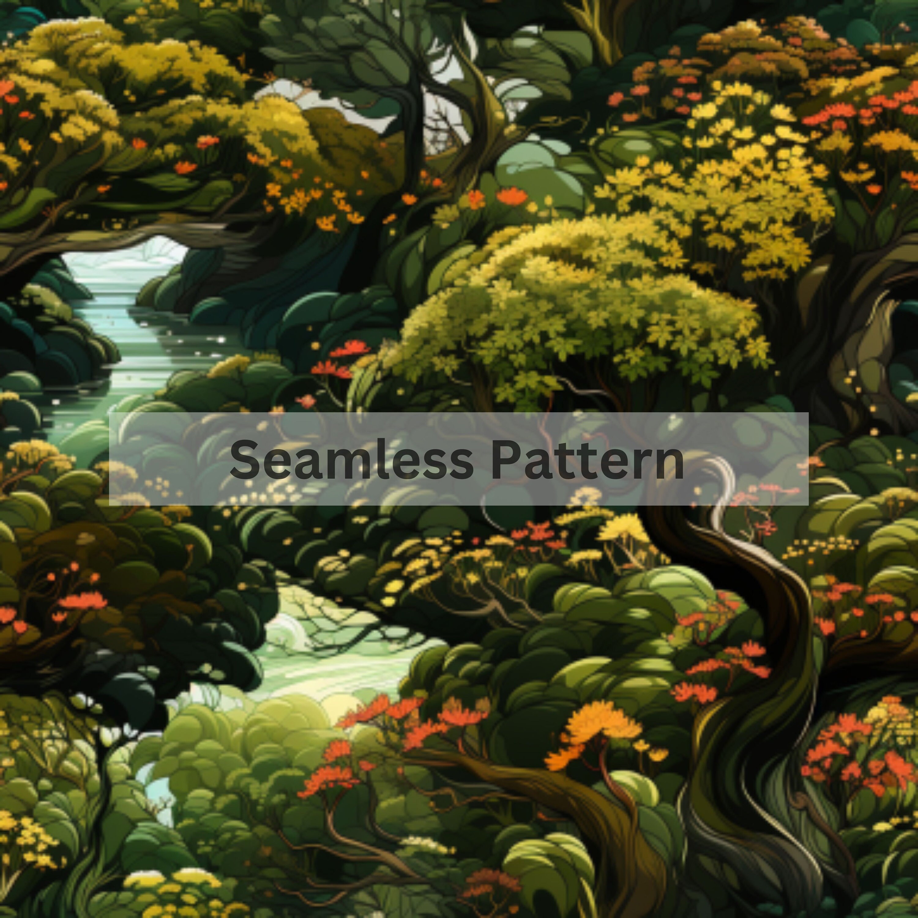Fantasy Elven Forest, Seamless Patterns, Sublimation Png & Jpg, Instant Download Commercial Use ...