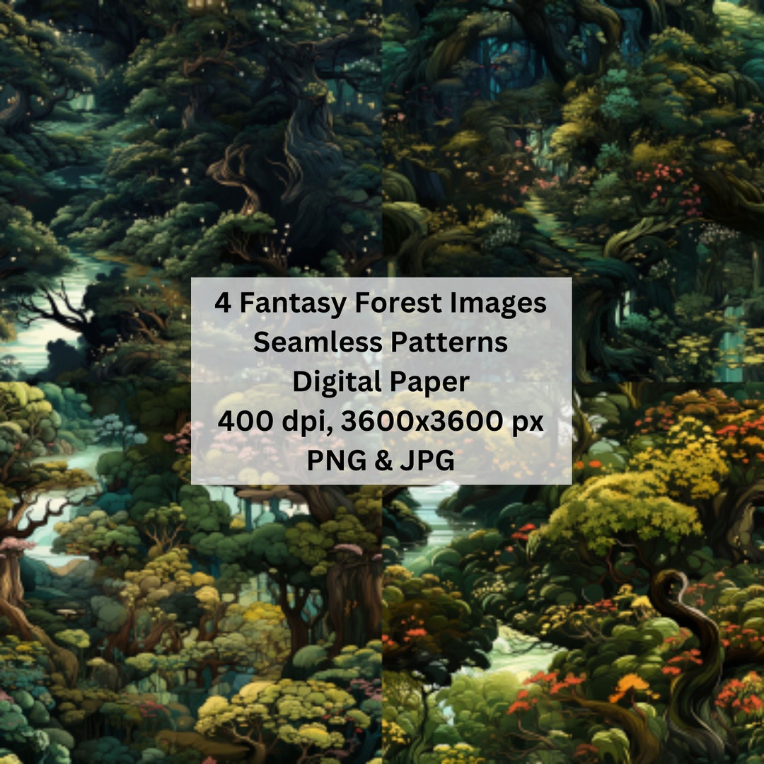 Fantasy Elven Forest, Seamless Patterns, Sublimation Png & Jpg, Instant ...