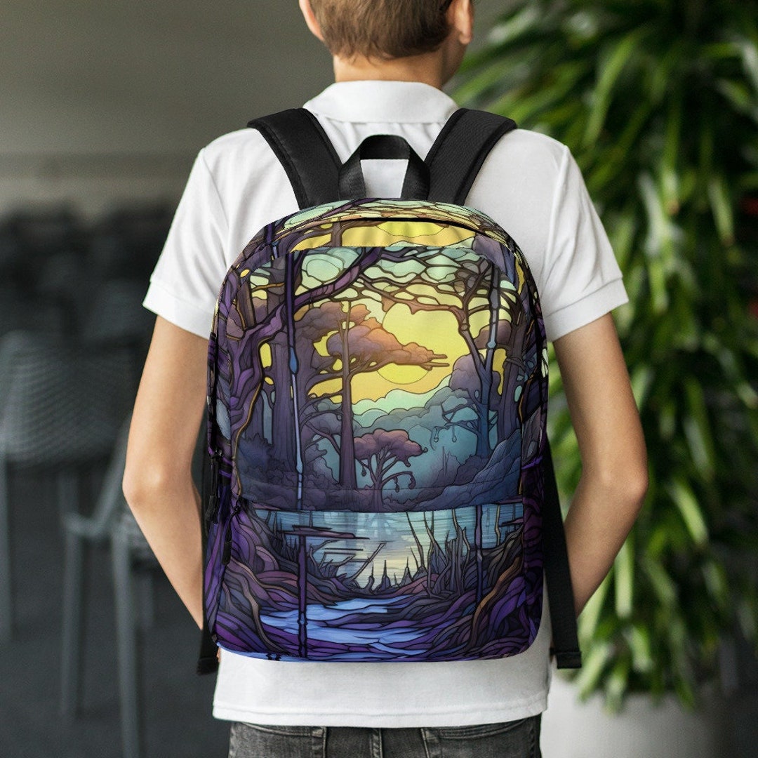 Fantasy Forest Backpack 6, Gothic Stained Glass Back to School Book Bag ...