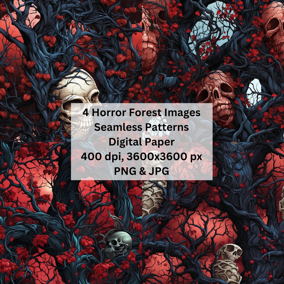Horror Forest 1, Seamless Patterns, Sublimation, Png & Jpg Format ...