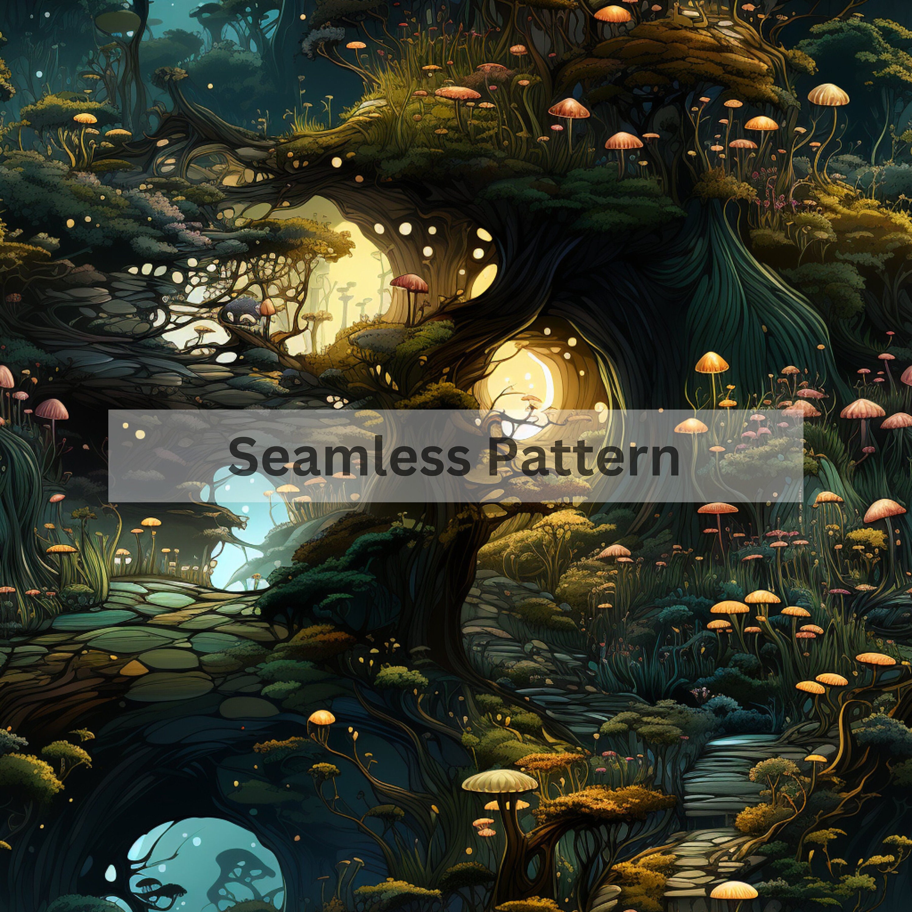 Fantasy Forest 1, Seamless Pattern Sublimation, Png Jpg, Instant ...