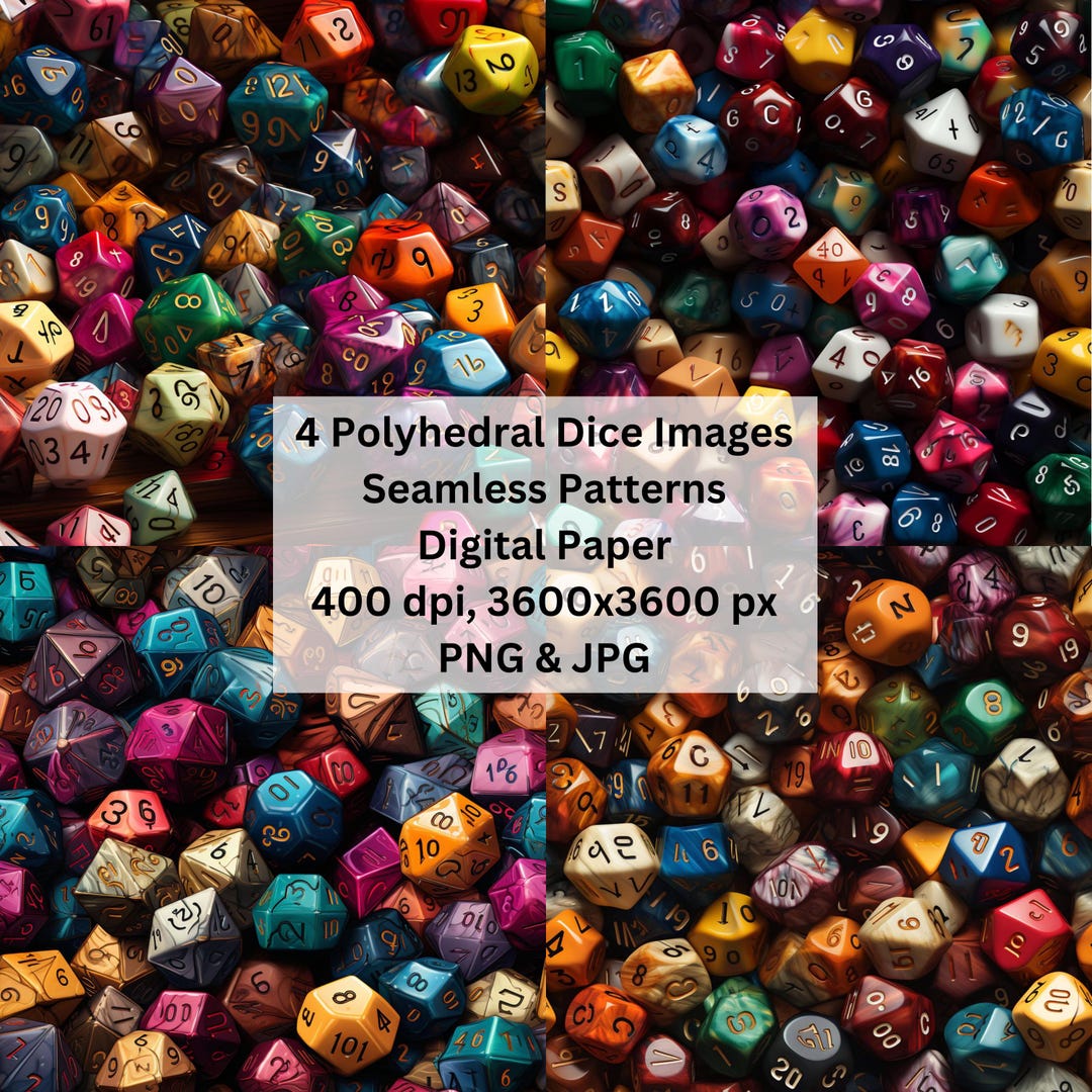 Fantasy Polyhedral Dice 2, Seamless Pattern, Sublimation, Png & Jpg ...