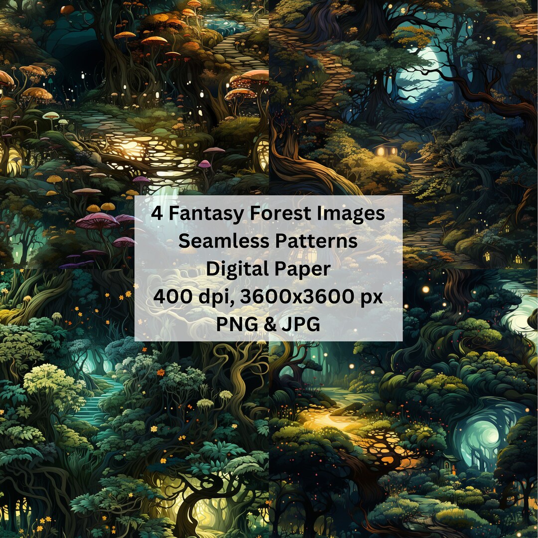 Fantasy Forest 3, Seamless Pattern Sublimation, Png Jpg, Instant ...