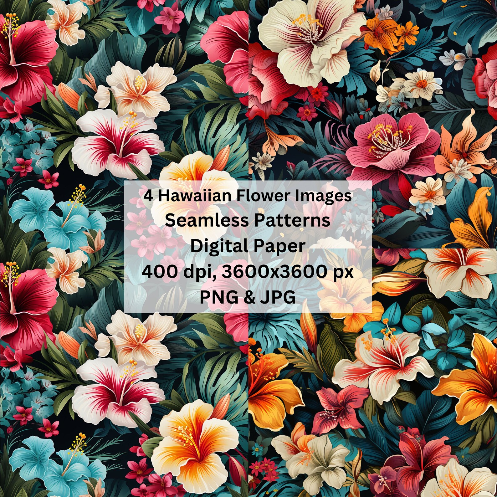 Hawaiian Digital Paper 1, Seamless Pattern Sublimation, Png Jpg Format ...