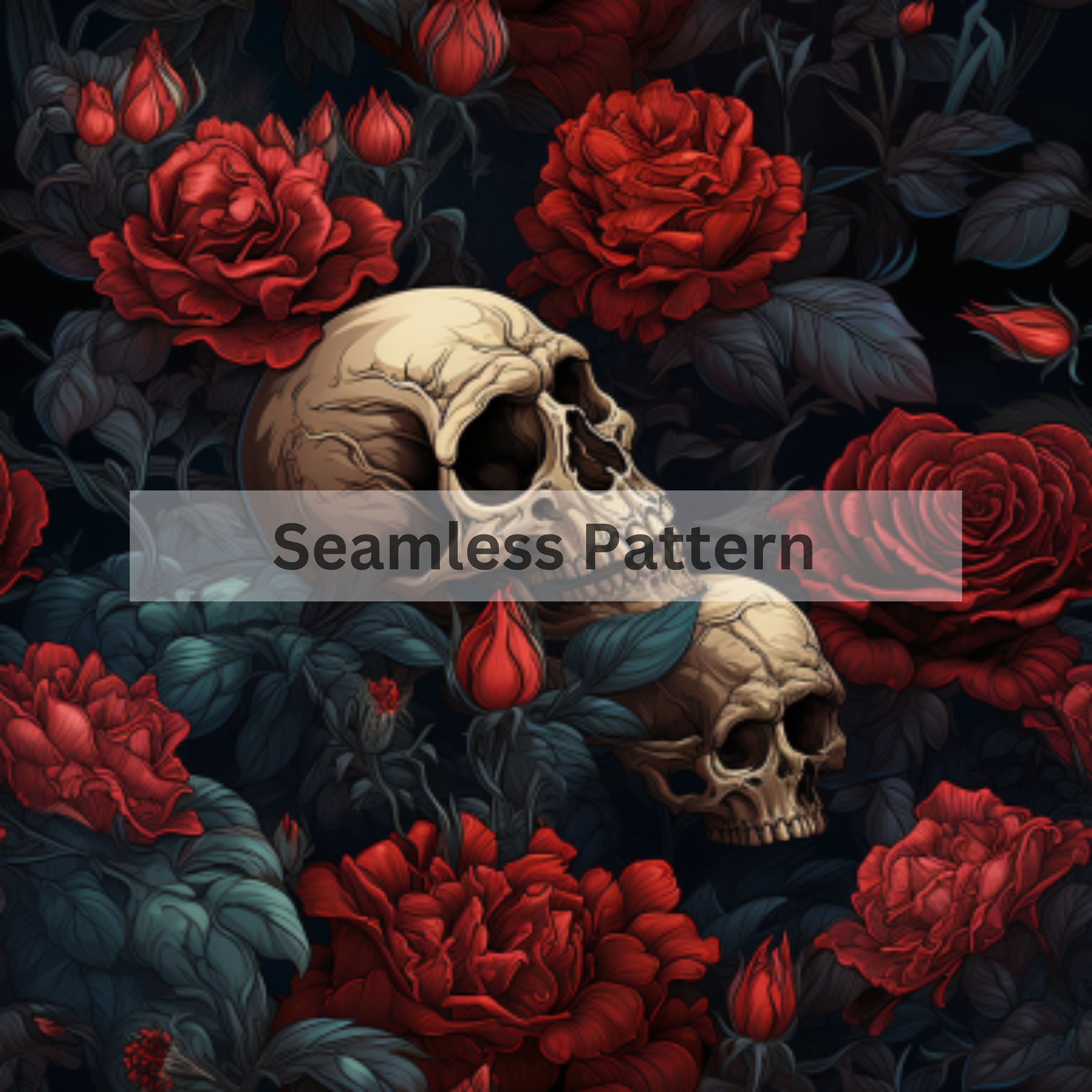 Skulls and Roses 1, Seamless Patterns, Sublimation, Png & Jpg Format ...