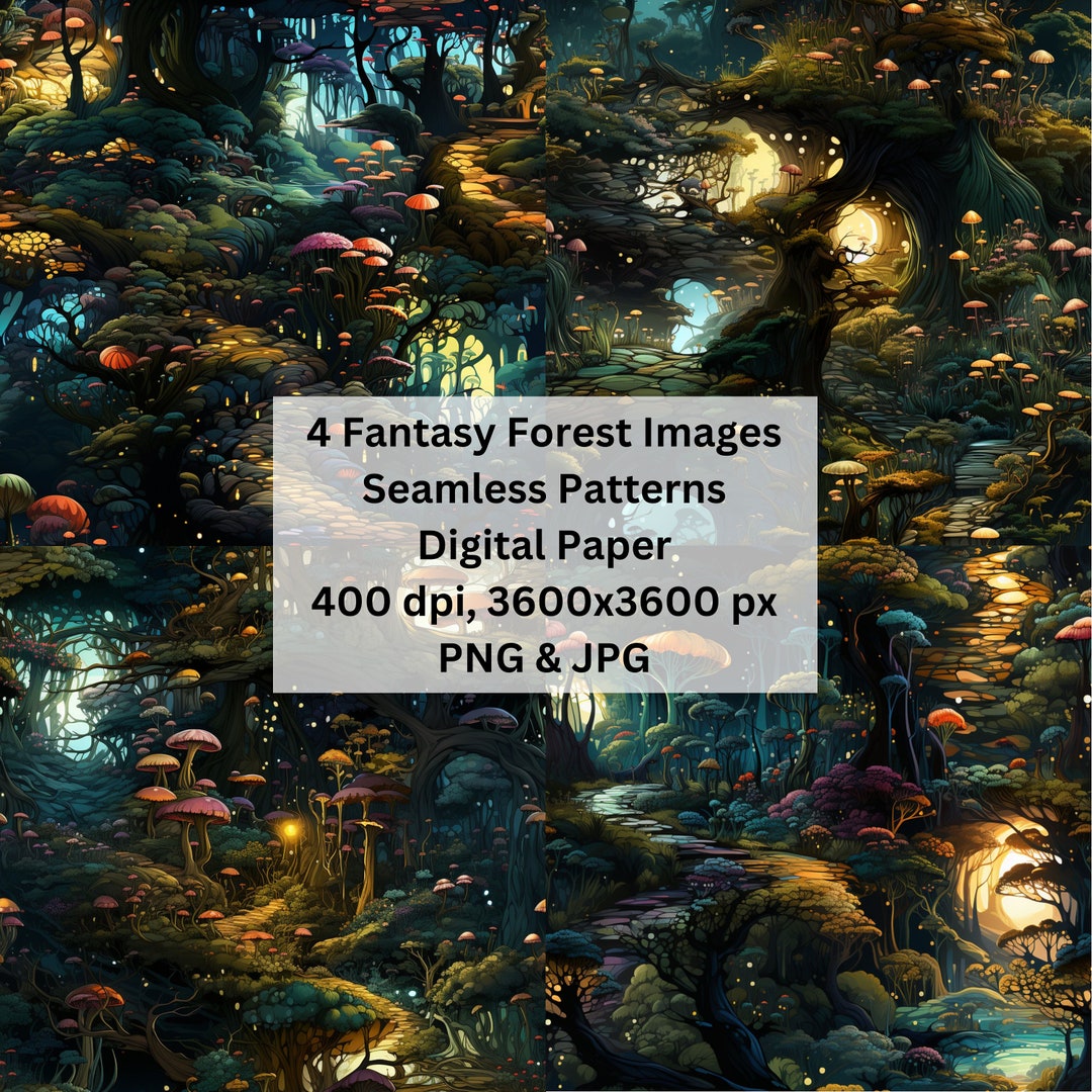 Fantasy Forest 1, Seamless Pattern Sublimation, Png Jpg, Instant ...