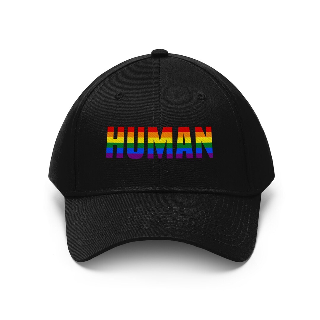 Pride Rainbow Human Embroidered Hat, LGBT Gay Pride Cap, Love is Love ...