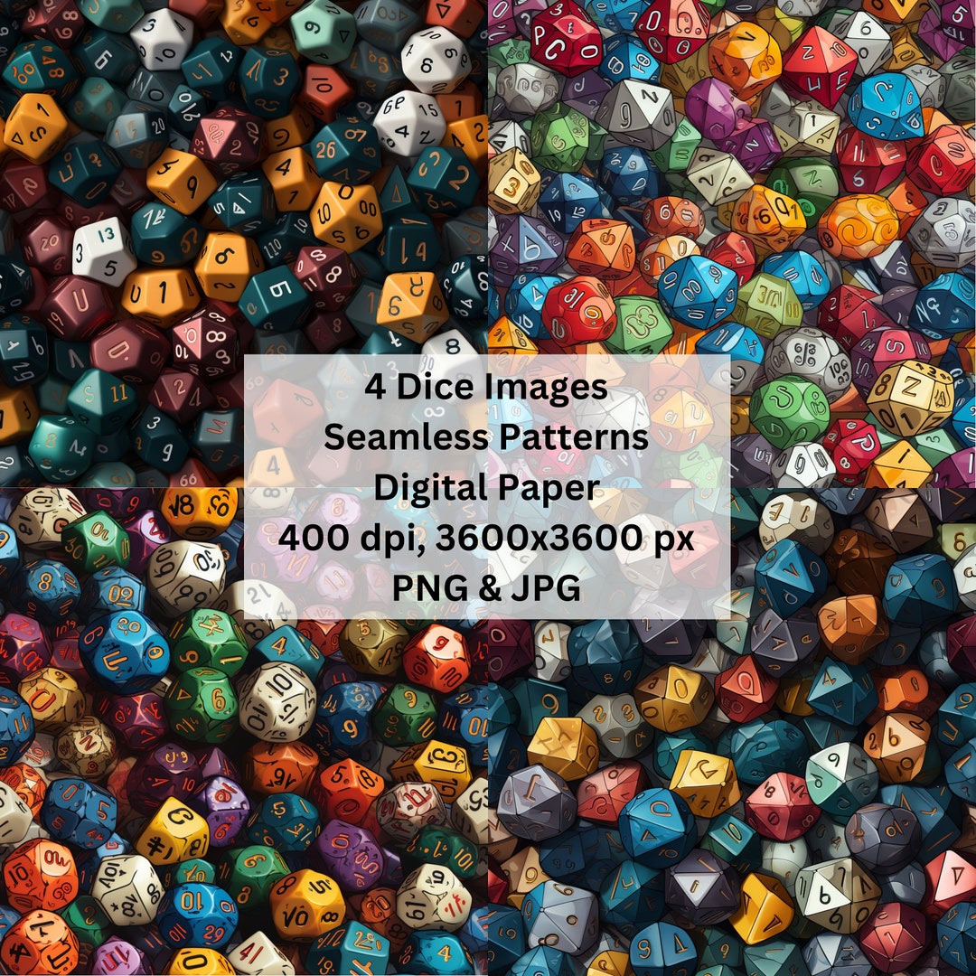 Fantasy Polyhedral Dice 1, Seamless Pattern, Sublimation, Png & Jpg ...