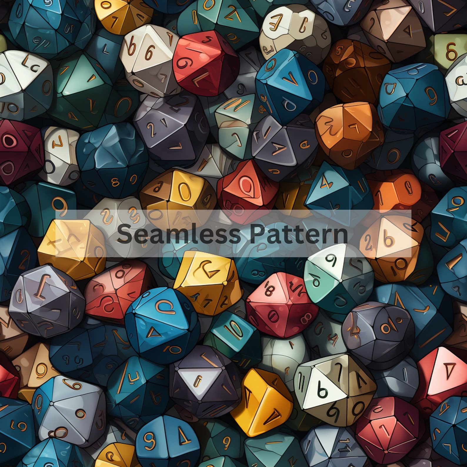 Fantasy Polyhedral Dice 1, Seamless Pattern, Sublimation, Png & Jpg ...