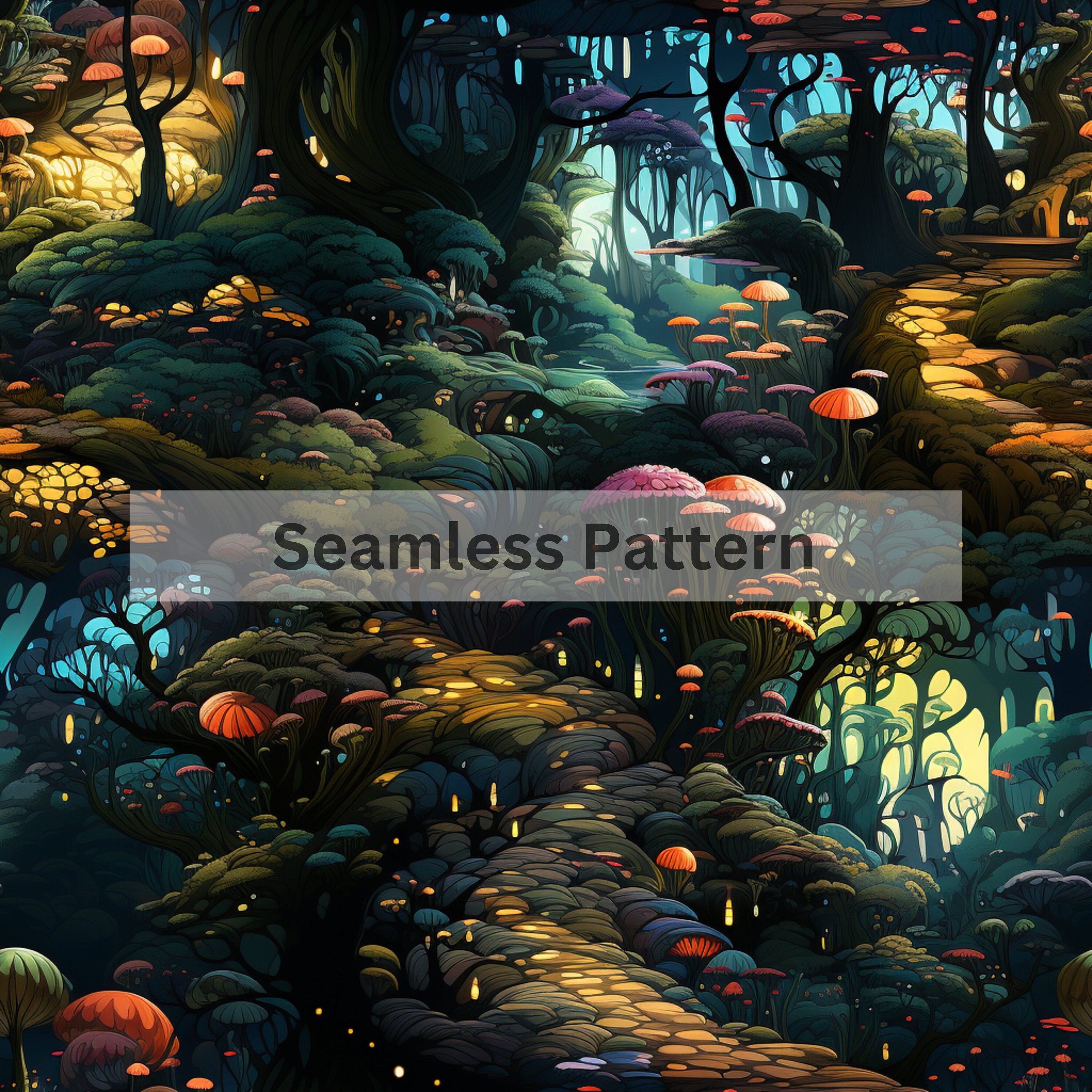 Fantasy Forest 1, Seamless Pattern Sublimation, Png Jpg, Instant ...