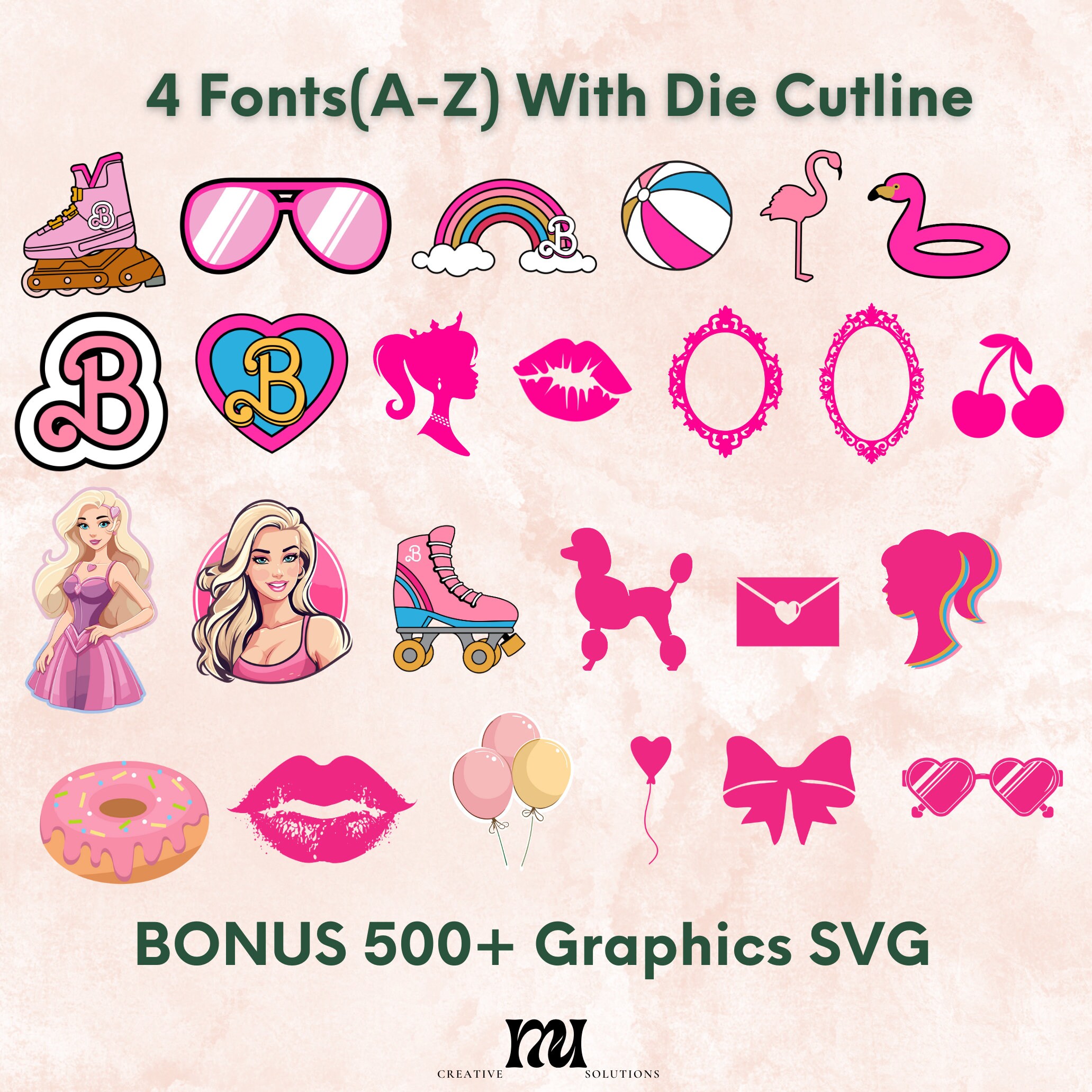Retro Dolly Fonts Bundle SVG DXF Cut File Cricut Silhouette , Bonus ...