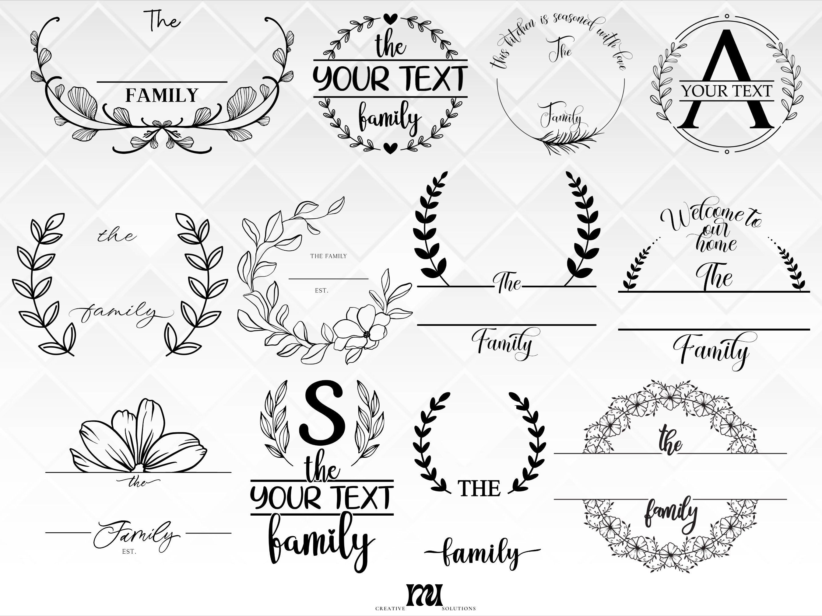 100 alfabeto monogramma bundle SVG DXF EPS file di taglio monogramma ...