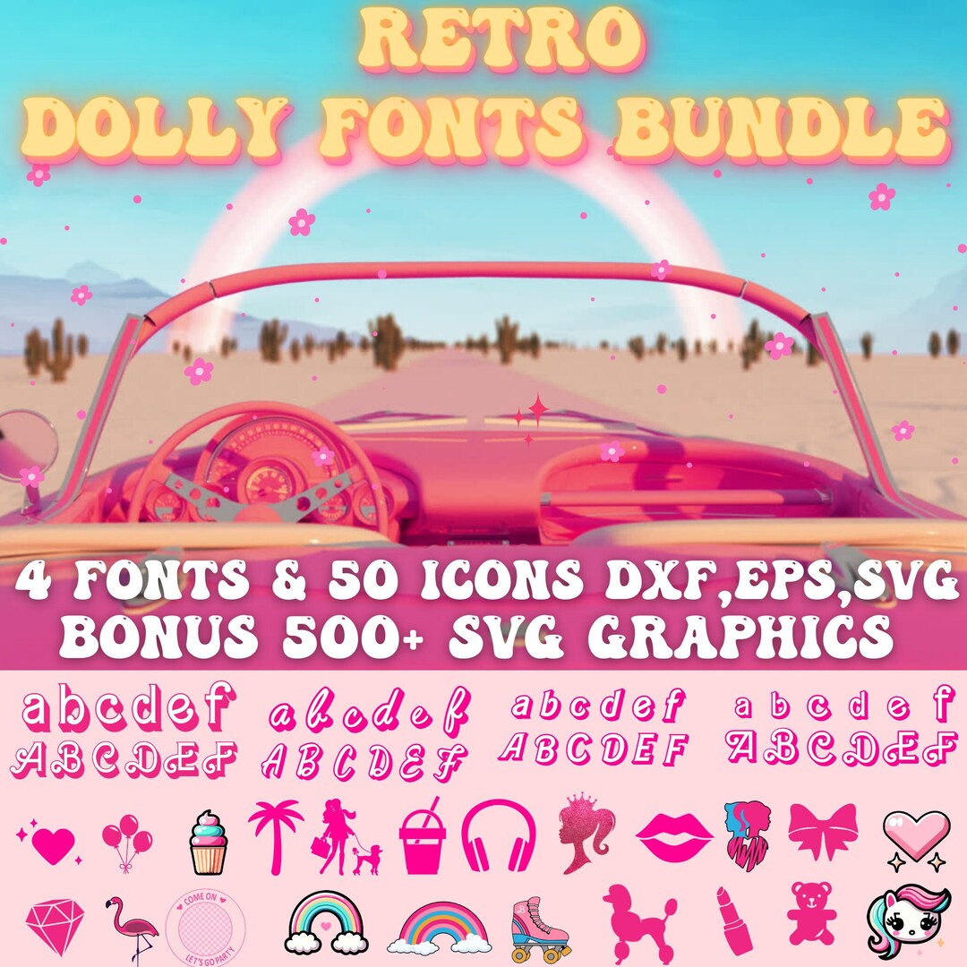 Retro Dolly Fonts Bundle SVG DXF Cut File Cricut Silhouette , Bonus ...