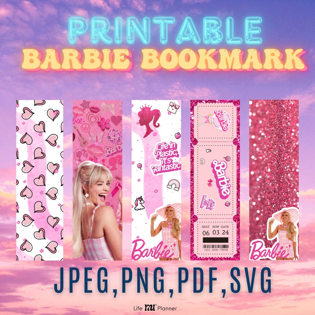 Printable Barbie Bookmark, Pink Bookmark, Bookmark for Girls, Digital ...