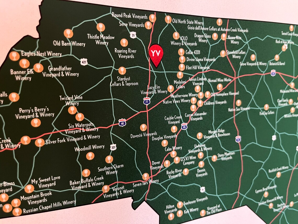 North Carolina Vineyards and Wineries Map Unframed - Etsy UK