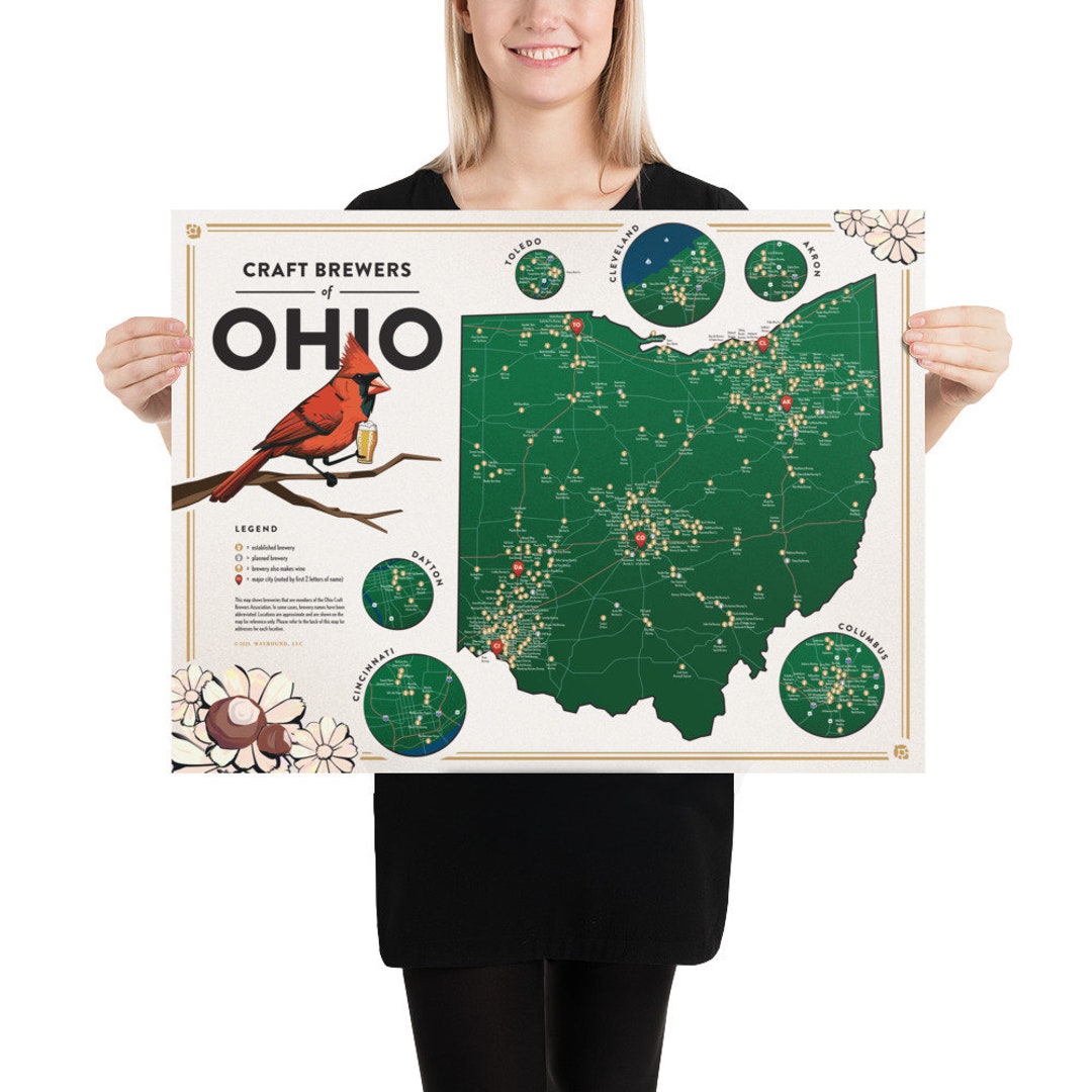 Ohio Craft Brewers Map - Unframed - Etsy