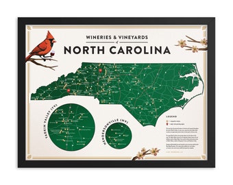 North Carolina Vineyards and Wineries Map Unframed - Etsy UK