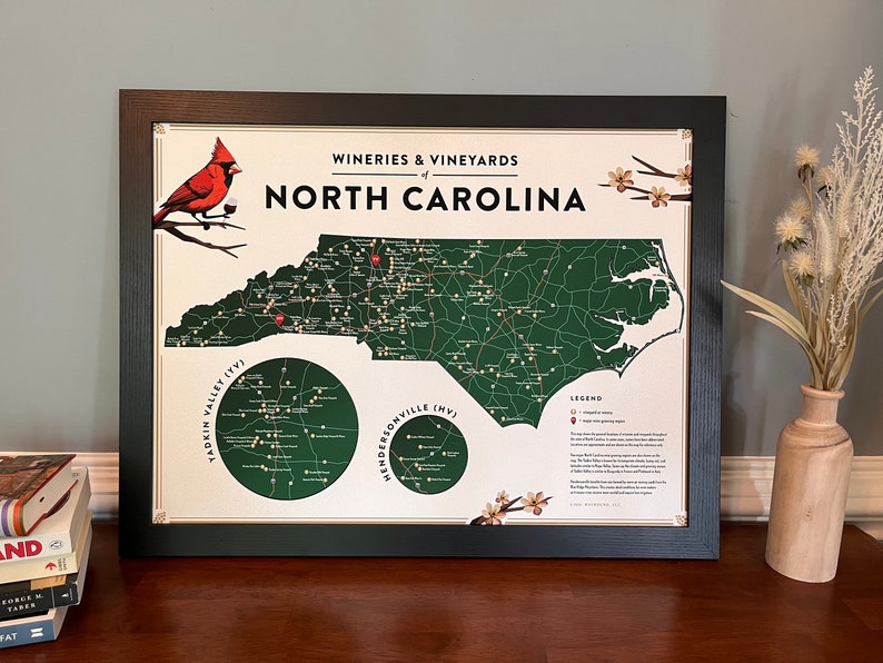 North Carolina Vineyards and Wineries Map Unframed - Etsy UK