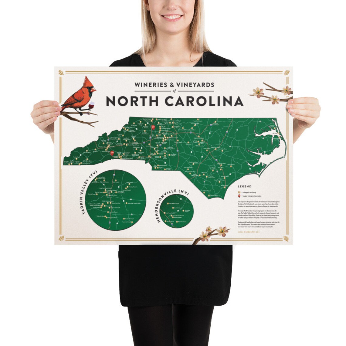 North Carolina Vineyards and Wineries Map Unframed - Etsy UK