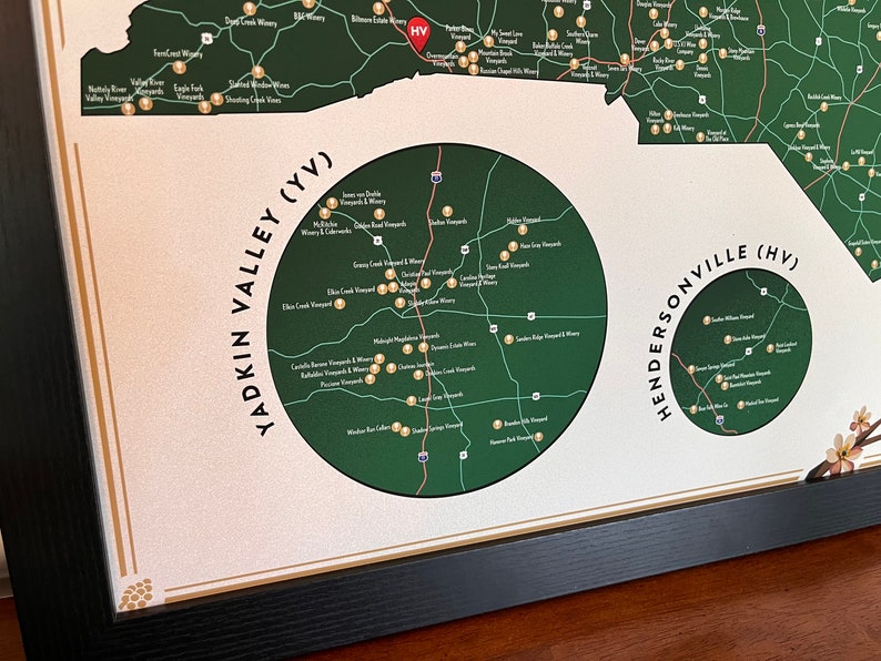 North Carolina Vineyards and Wineries Map Unframed - Etsy UK