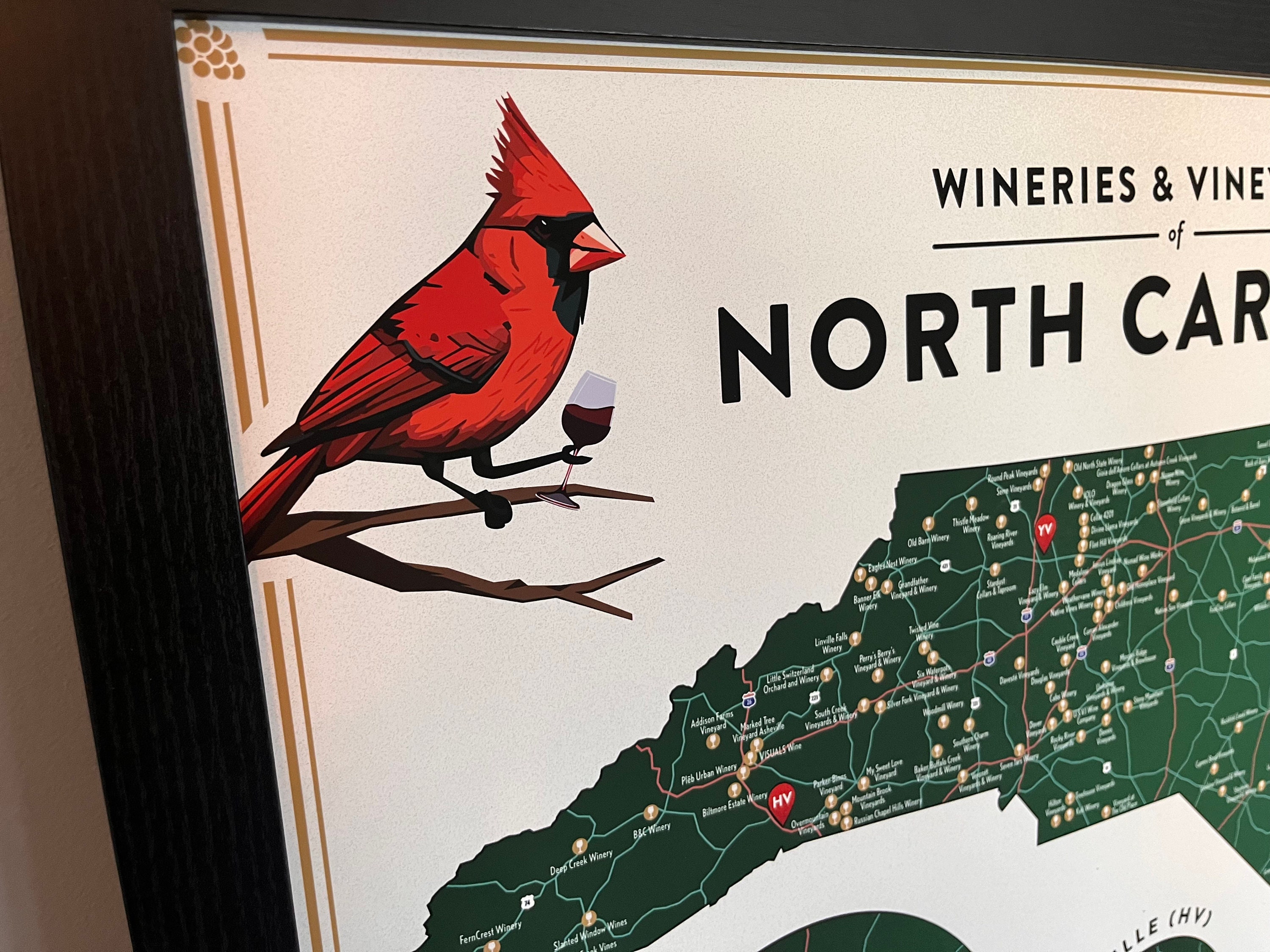 North Carolina Vineyards and Wineries Map Unframed - Etsy UK