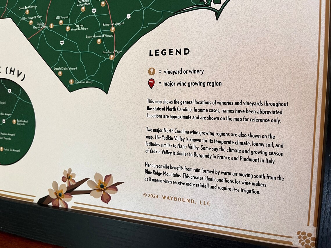 North Carolina Vineyards and Wineries Map Unframed - Etsy UK