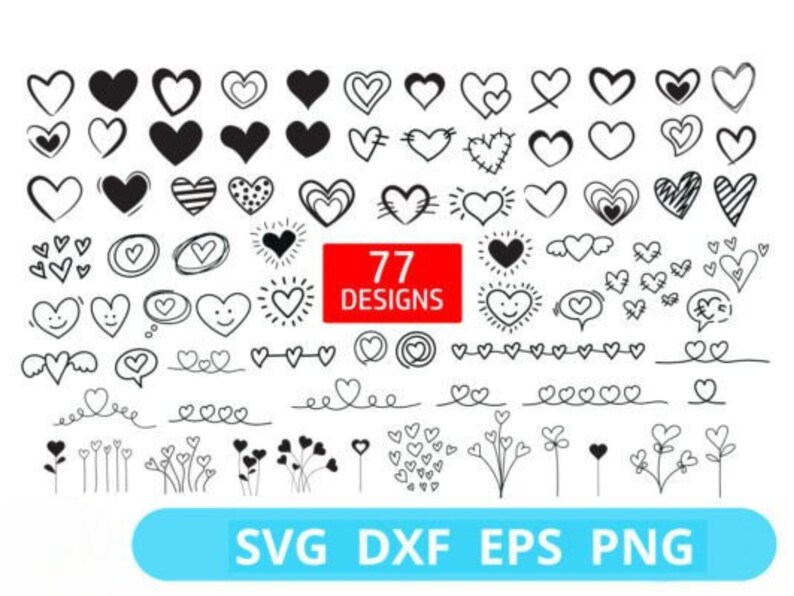 HEART Bundel SVG, HEART Doodle Svg, Heart Svg Cut Files for Cricut, Hand Drawn Heart Svg,heart ...