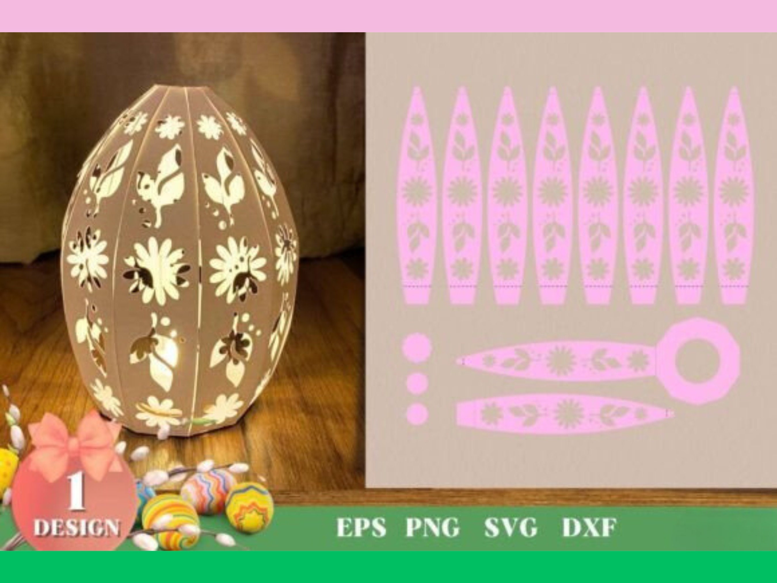 Bunny Lantern Easter Egg Paper Cut Lantern Easter Template, 3D Lantern ...