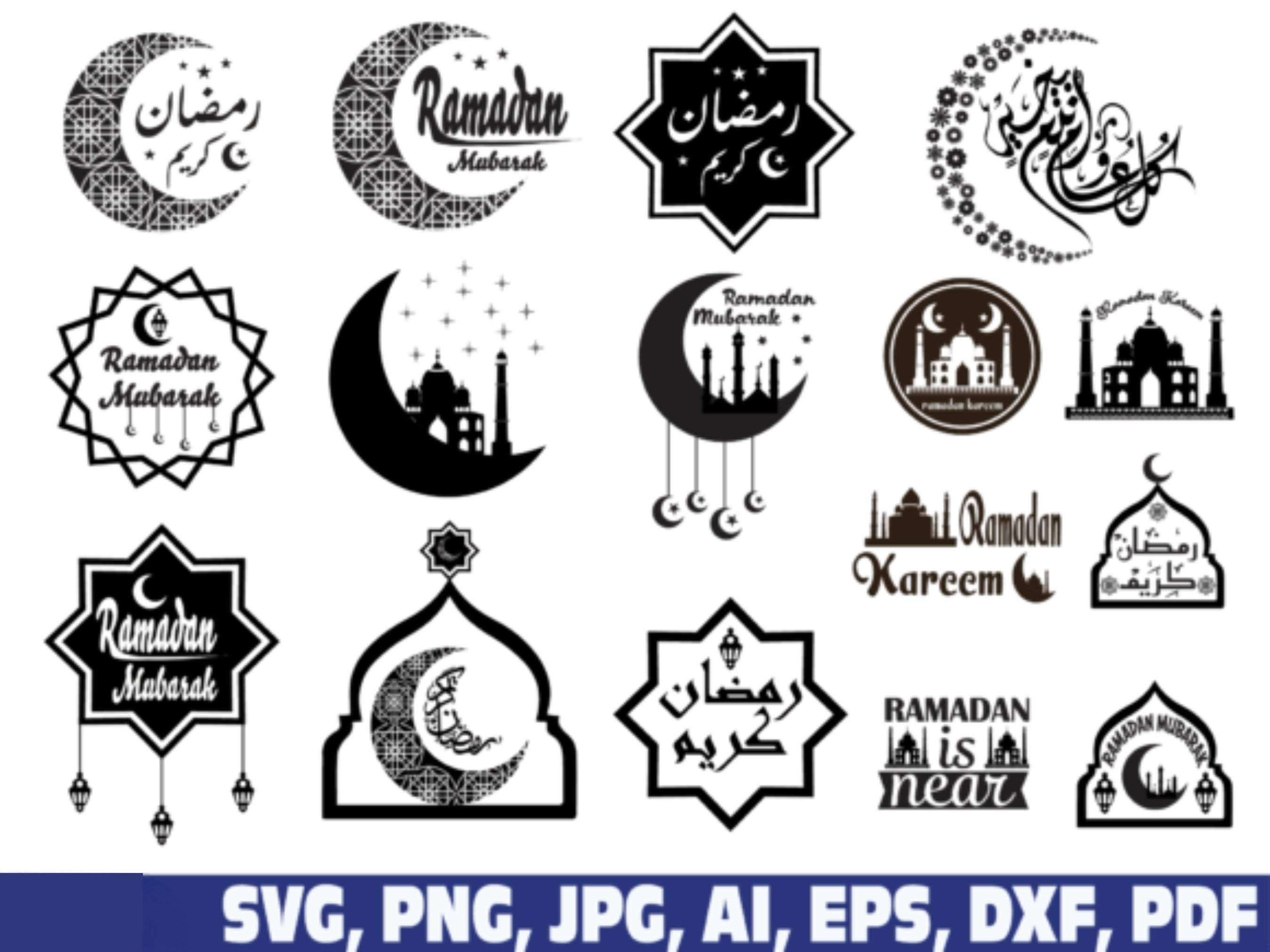 Ramadan Svg Png, Islam Clipart, Printable Mosque Lantern Silhouette Cut ...