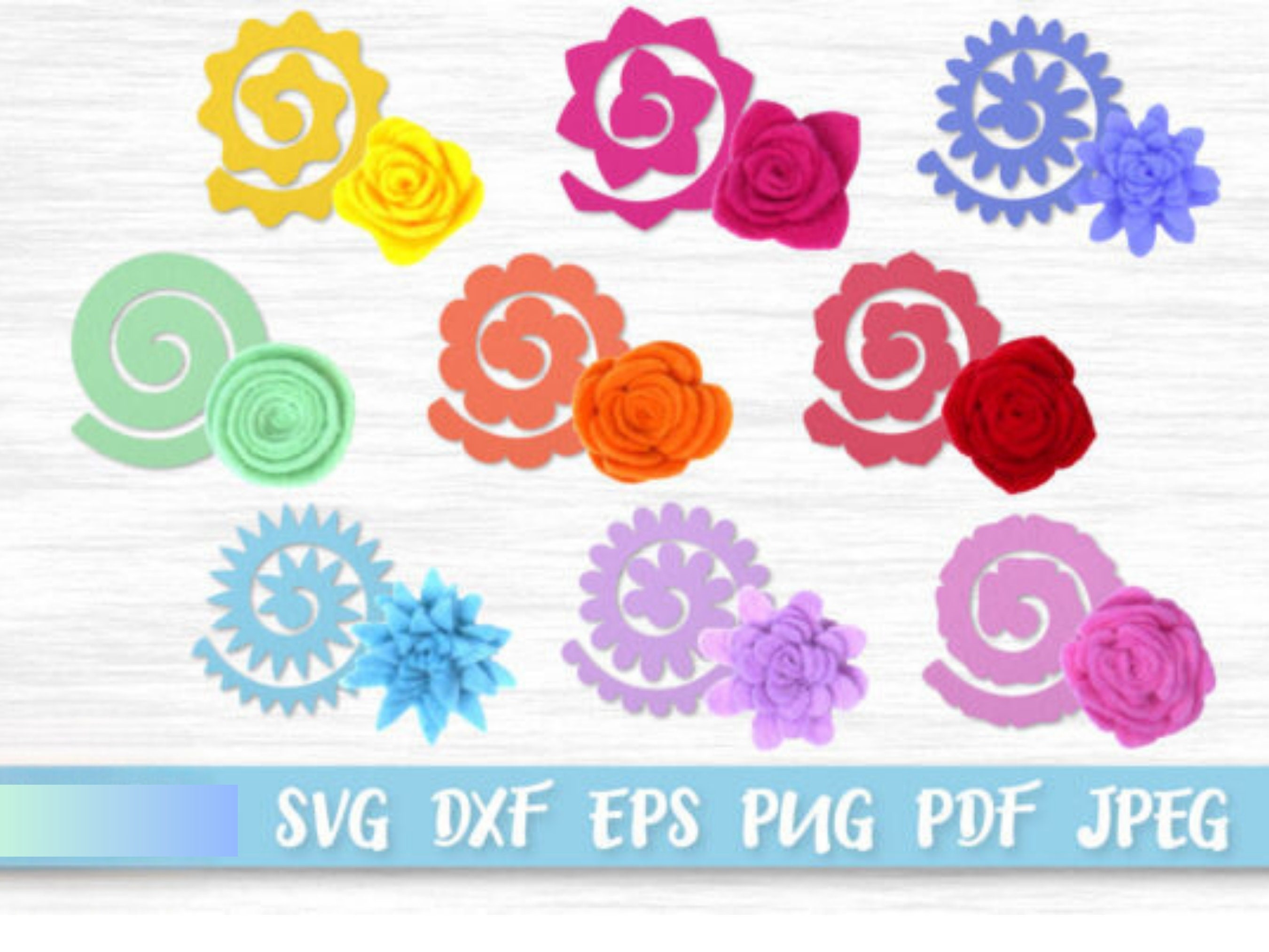 Rolled Flower Svg, Paper Flower Svg, 3D Flower Svg, Rolled Paper Flower ...