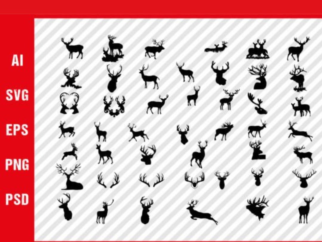 Deer SVG Bundle, Deer Hunting SVG, Deer Png, Deer Vector, Deer Cut Files, Antlers Svg, Laser Cut ...