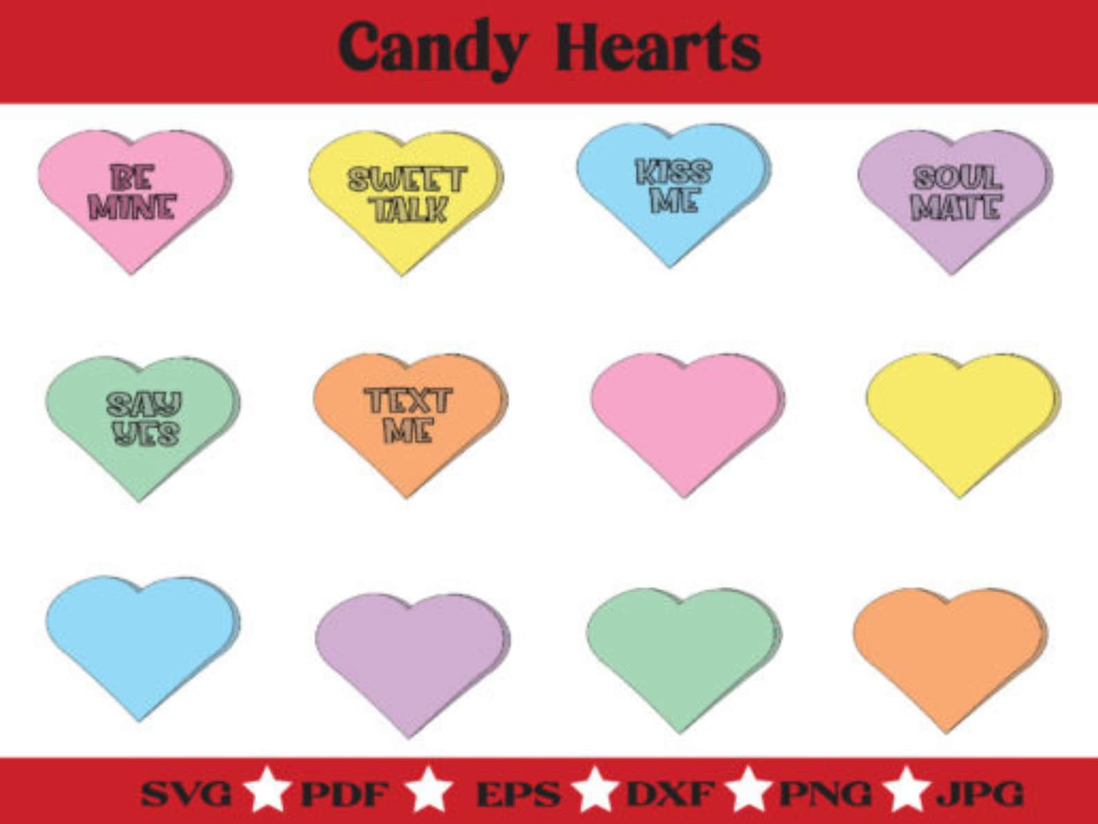 Holiday Clipart Bundle Blank Sweet Heart Candies in Pastel Colors With ...