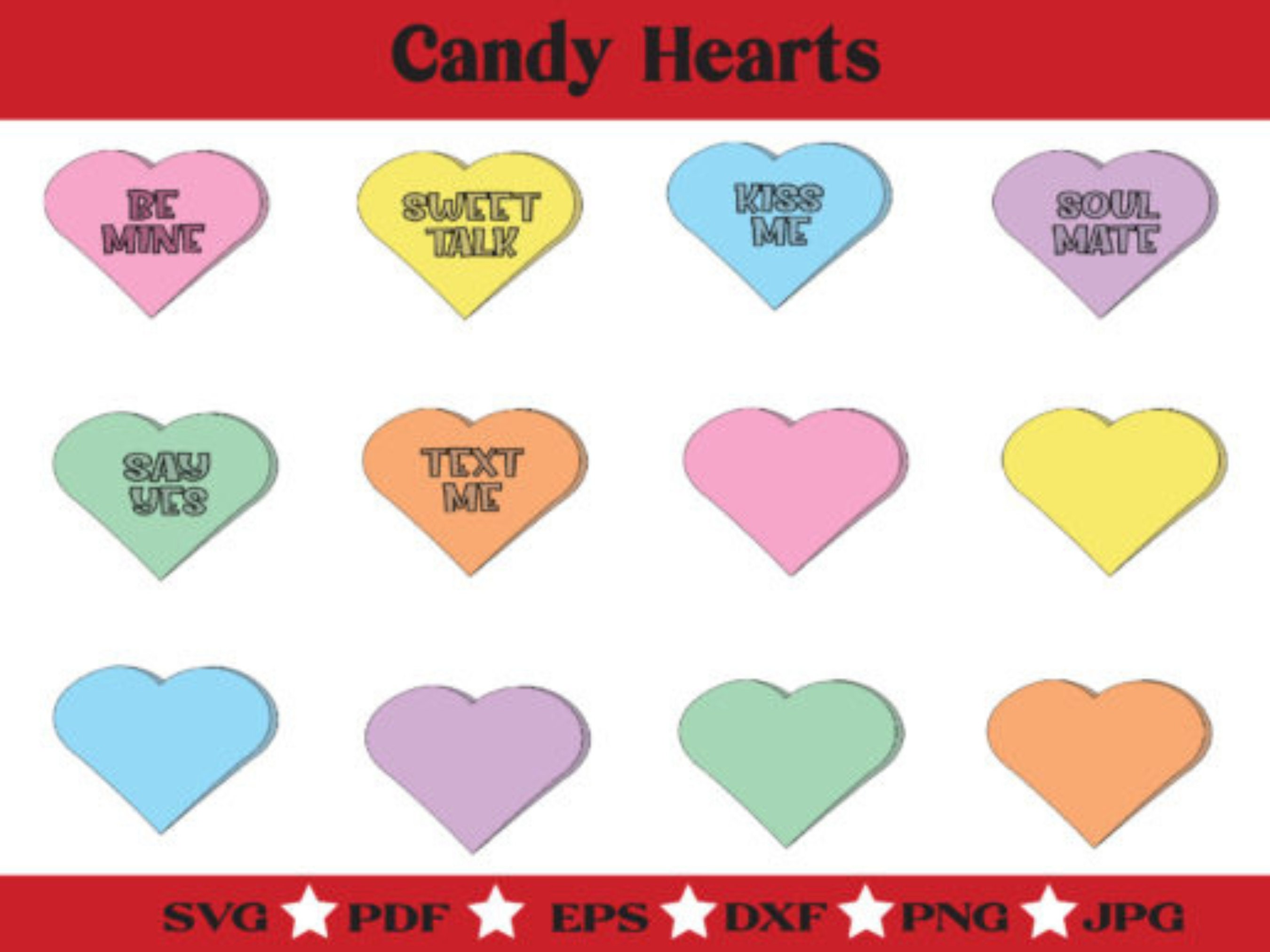 Holiday Clipart Bundle Blank Sweet Heart Candies in Pastel Colors With ...