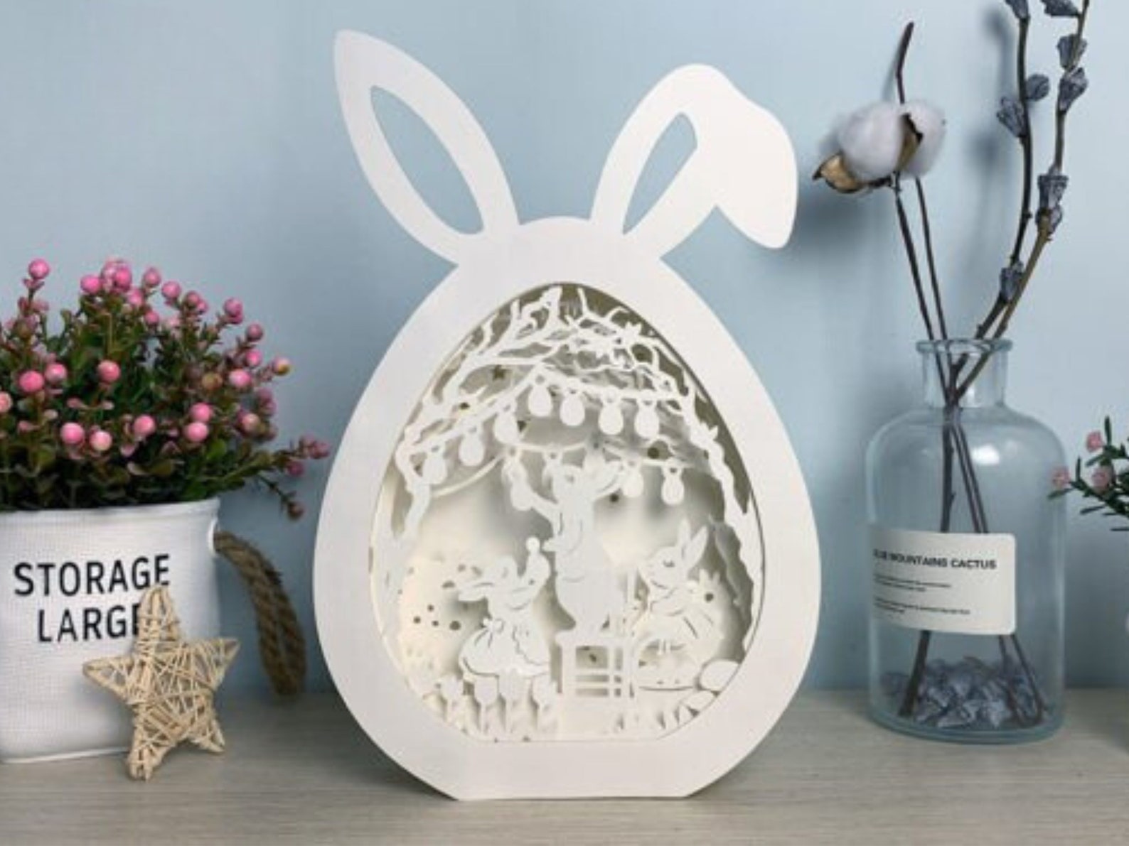Rabbit Family Easter Eggs Shadow Box SVG for Cricut Projects Easter ...