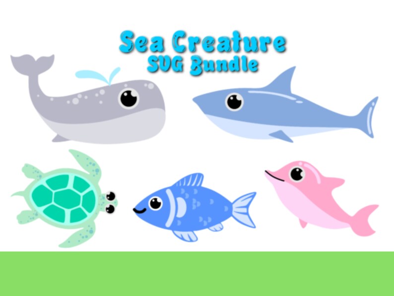 Cute Sea Animals SVG, Ocean Sea Animals PNG Clipart, Starfish, Whale ...