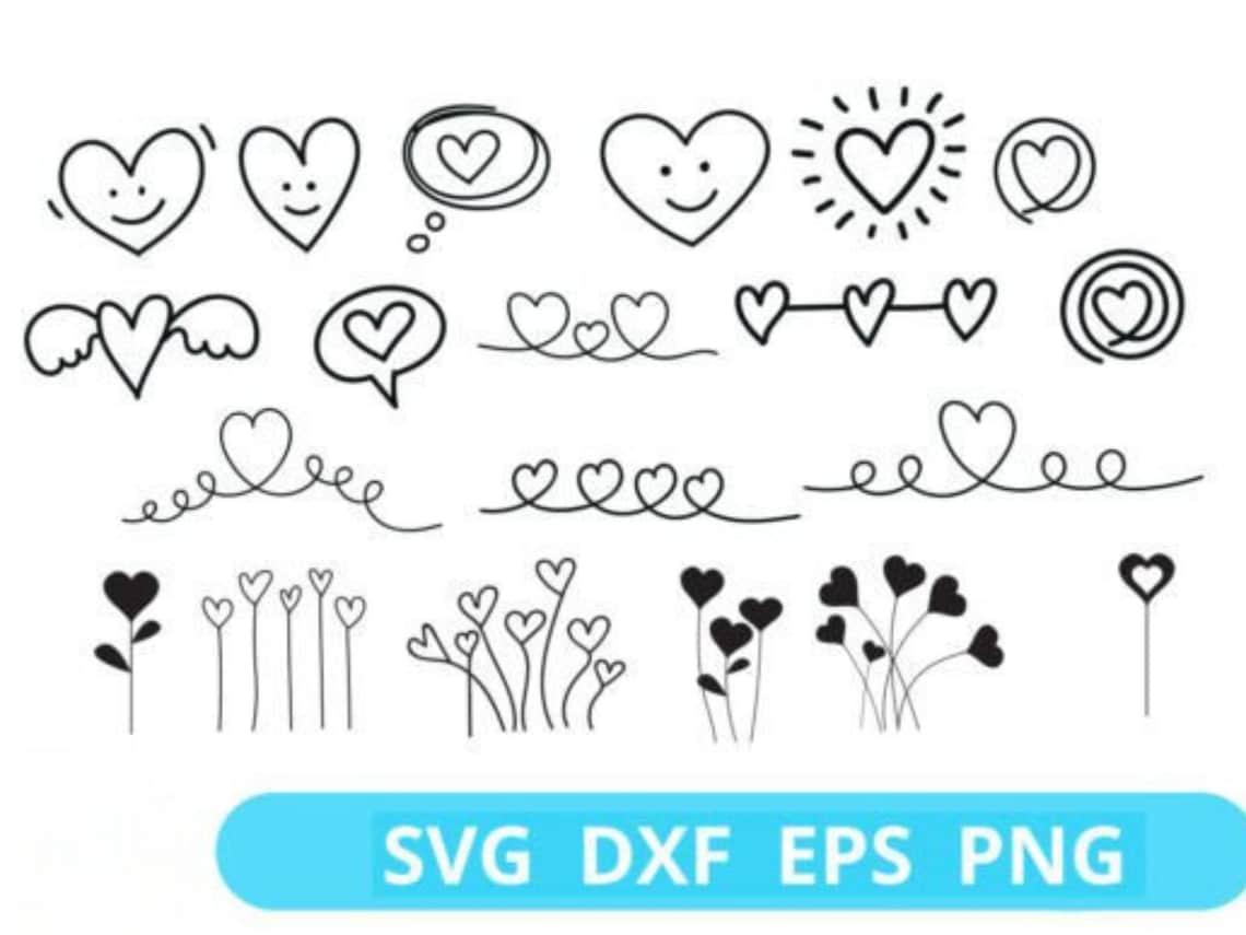 HEART Bundel SVG, HEART Doodle Svg, Heart Svg Cut Files for Cricut, Hand Drawn Heart Svg,heart ...
