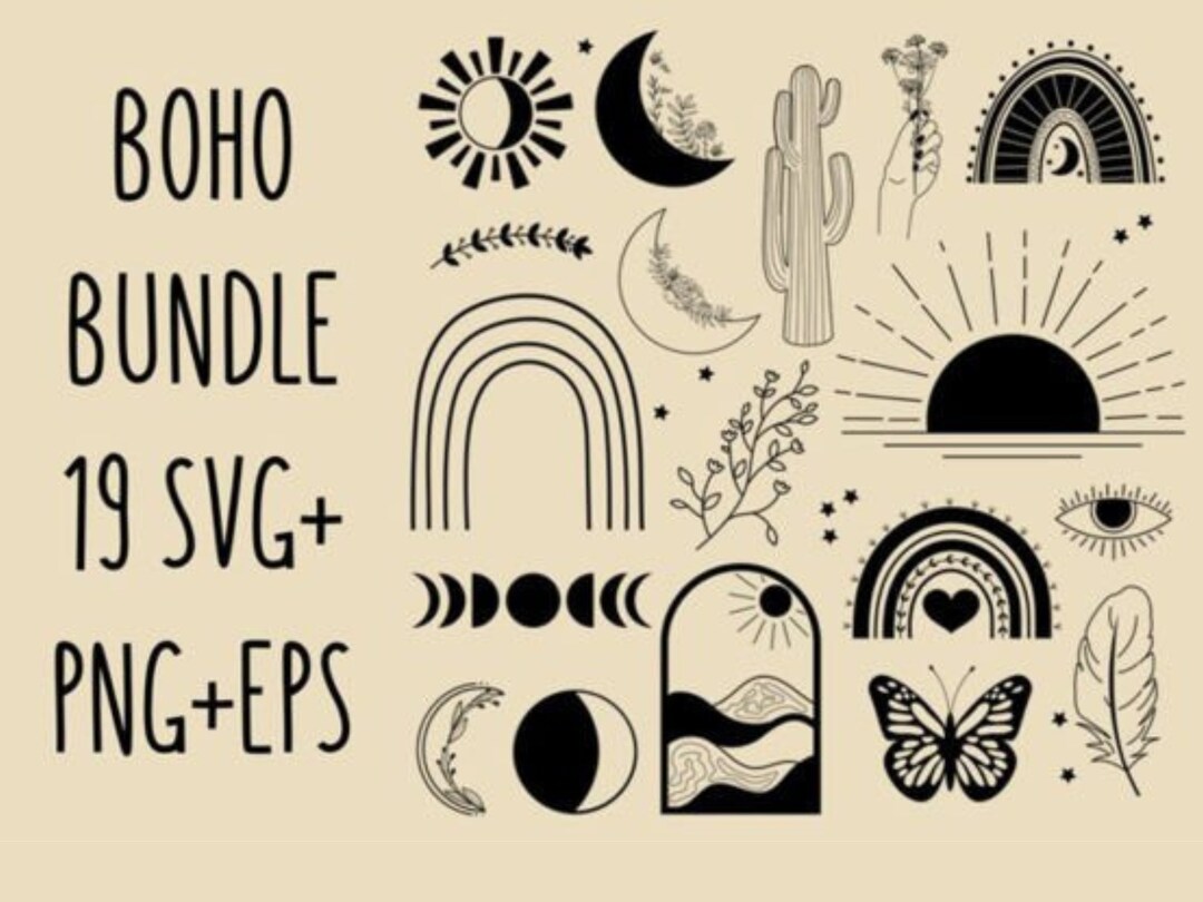 Boho SVG Bundle , File Designs for Cricut Silhouette ,cut File Design ...